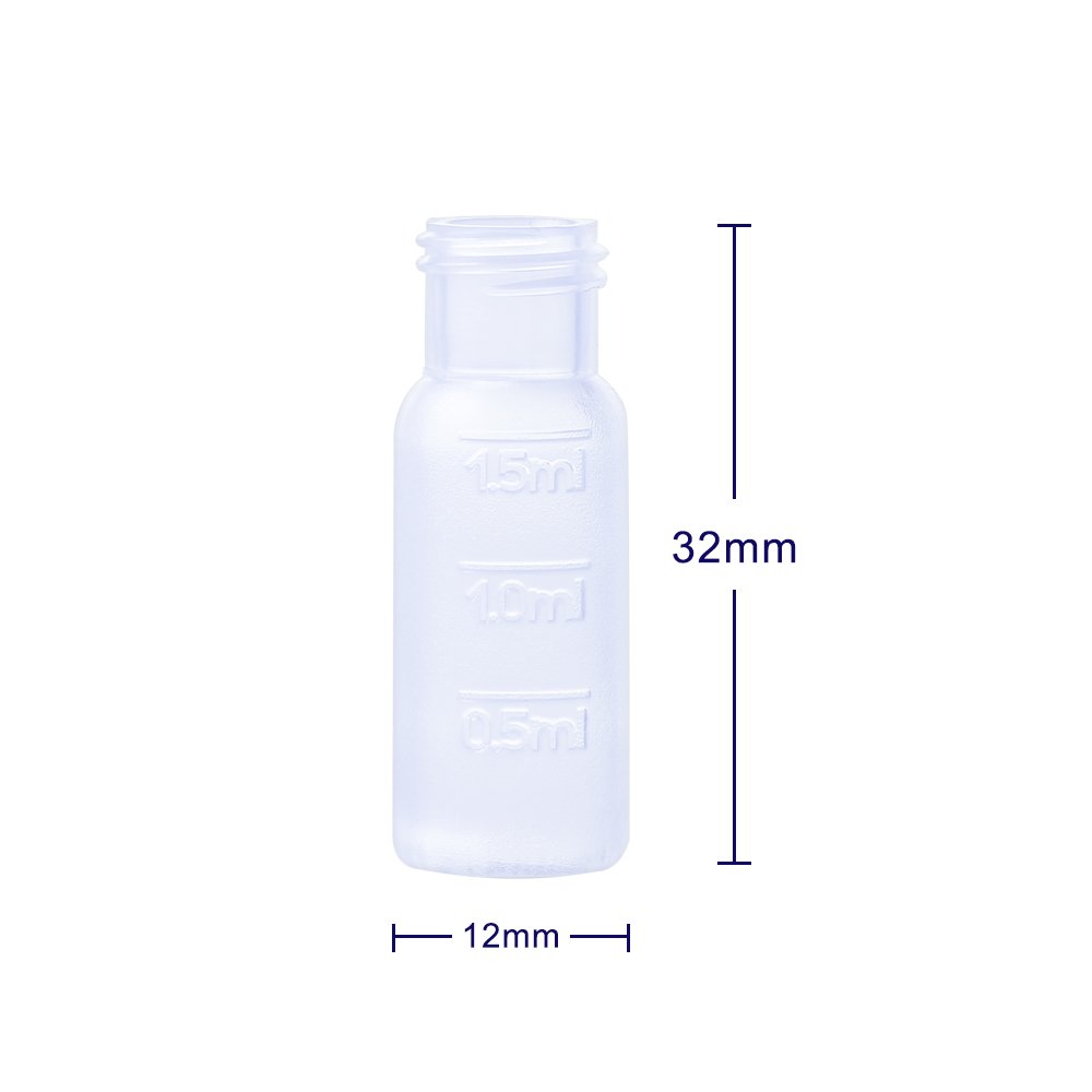 ALWSCI 2mL 9 mm Screw Top Polypropylene Vials, Graduations, Transparent, 100 pcs/pk