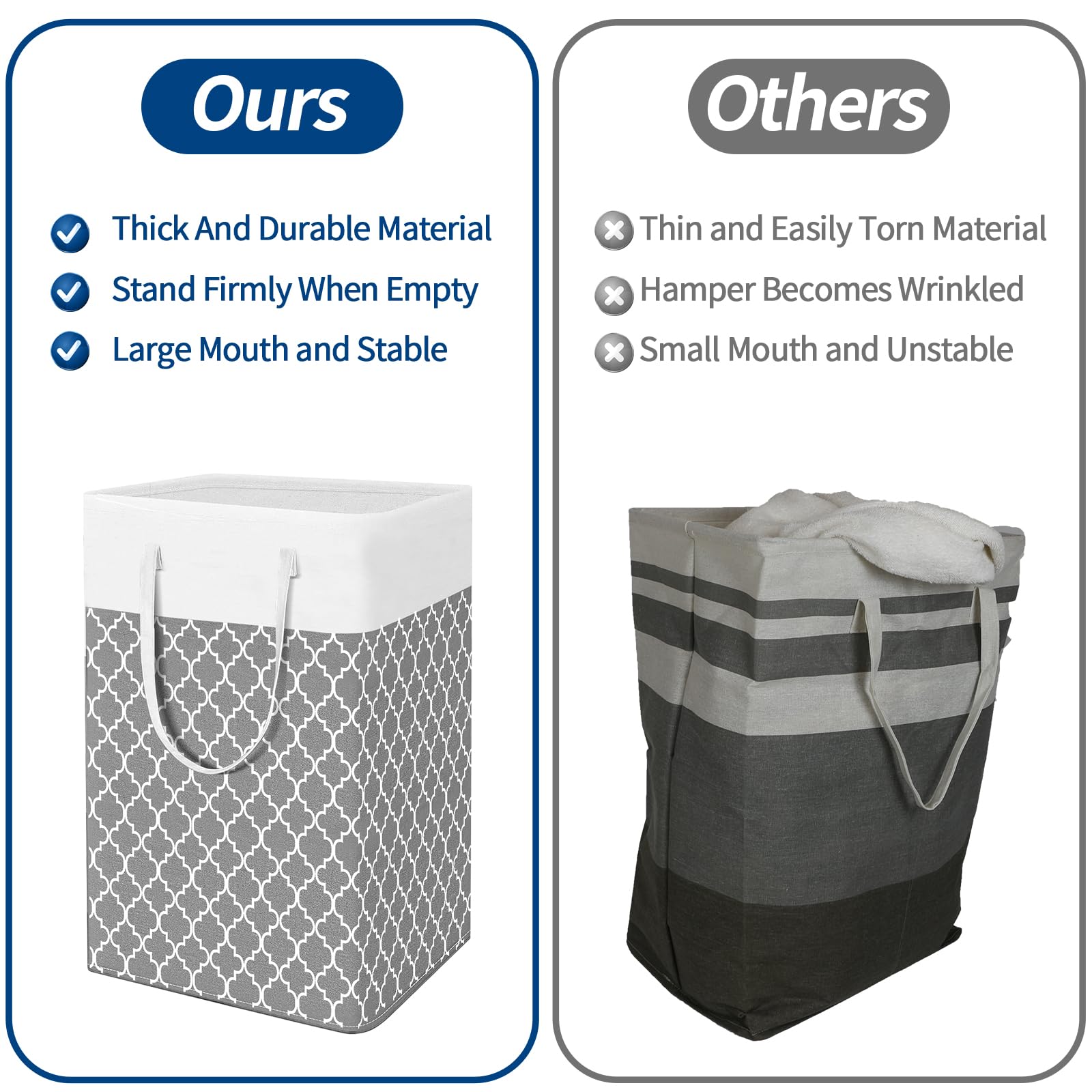 2-Pack Collapsible Laundry Basket, Terfik Waterproof Dirty Clothes Laundry Hamper, Durable Foldable Laundry Basket for Blanket, 75L Large Laundry Baskets Organizer in Laundry, Bedroom & Bathroom Room