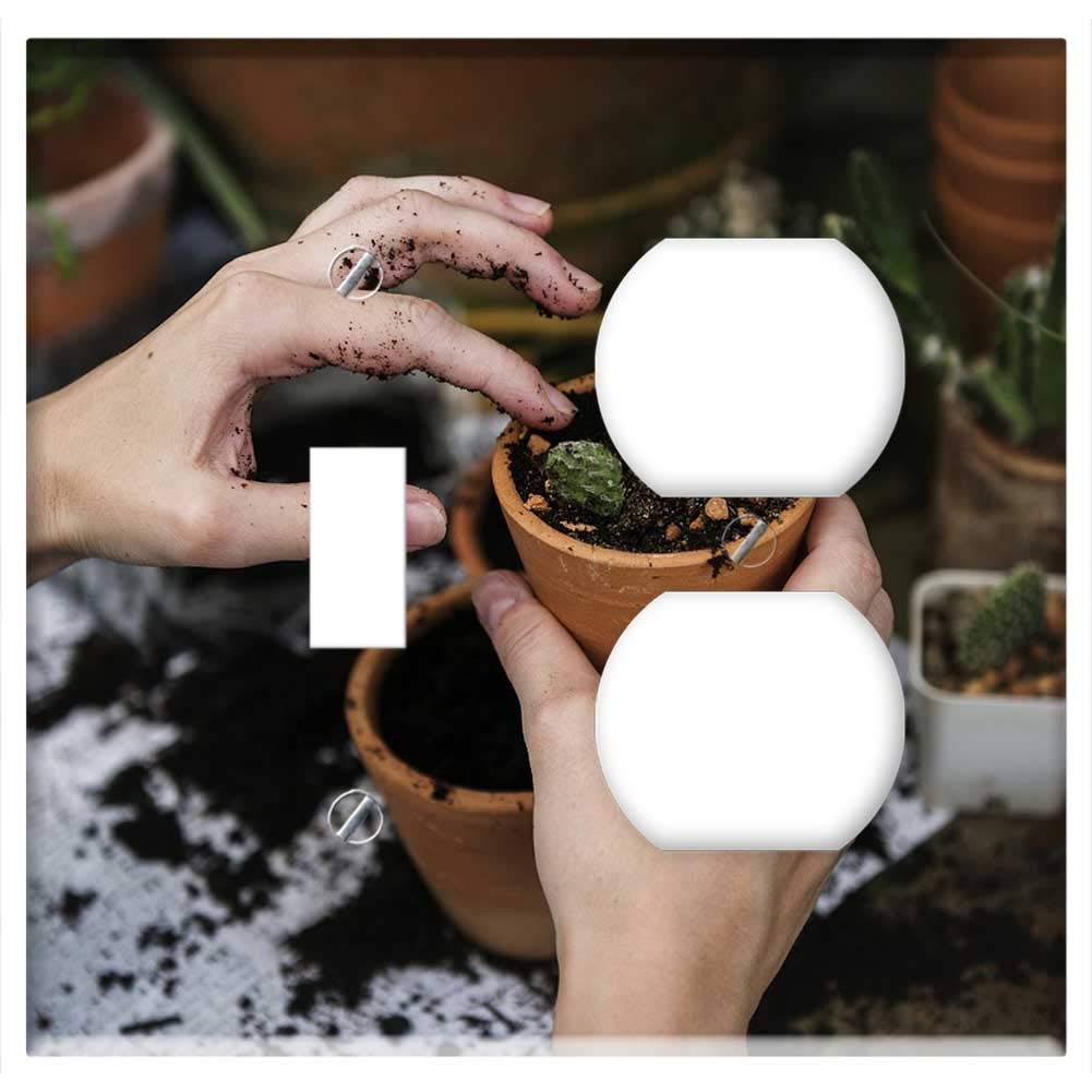 2-Gang, Toggle Outlet Combination Wall Plate Cover - Ecology Environment Garden Gardening Glasshouse