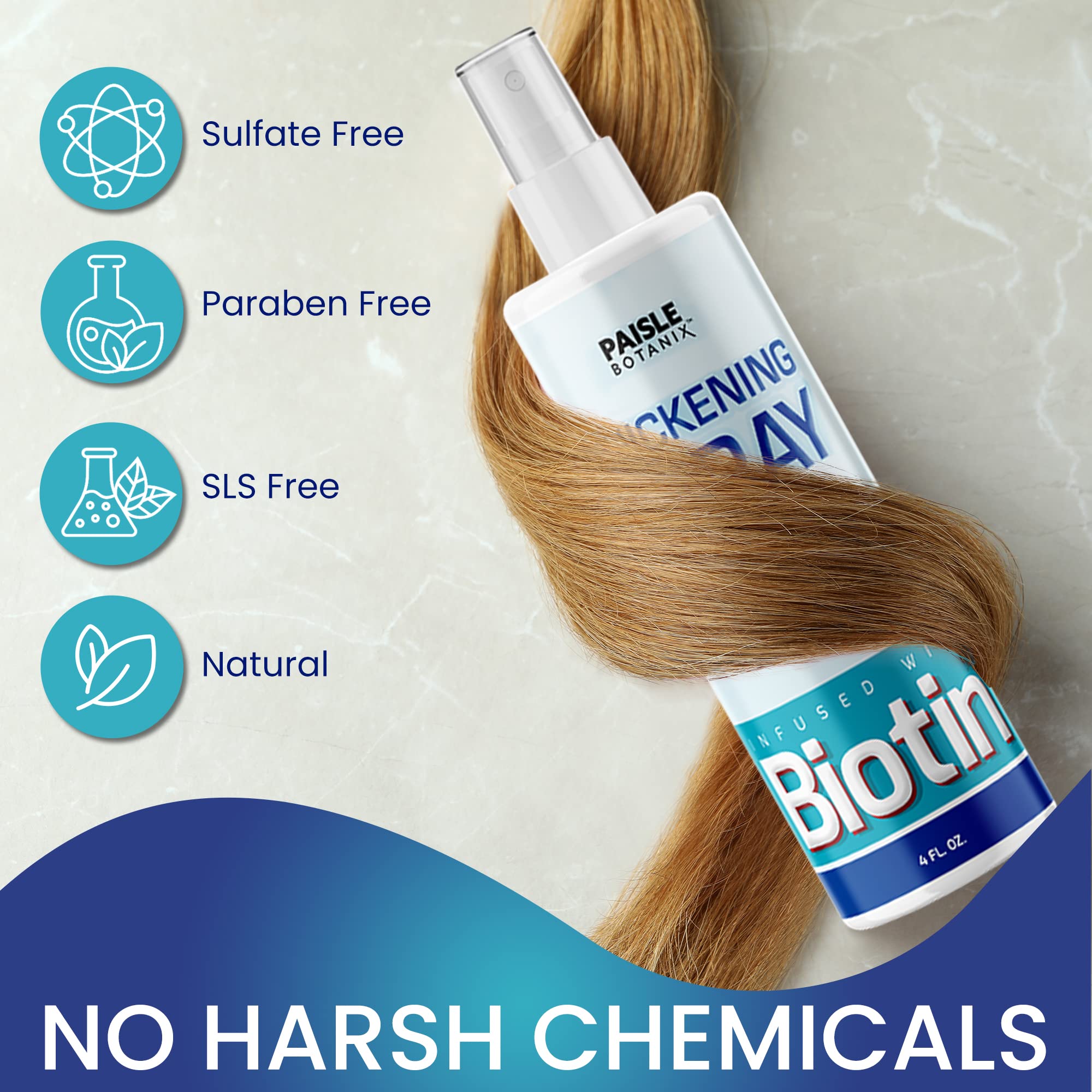 Biotin Hair Thickening Serum for Hair Growth and Volume - DHT Blocker for Hair Loss Prevention and Fine Hair Texturizing Spray