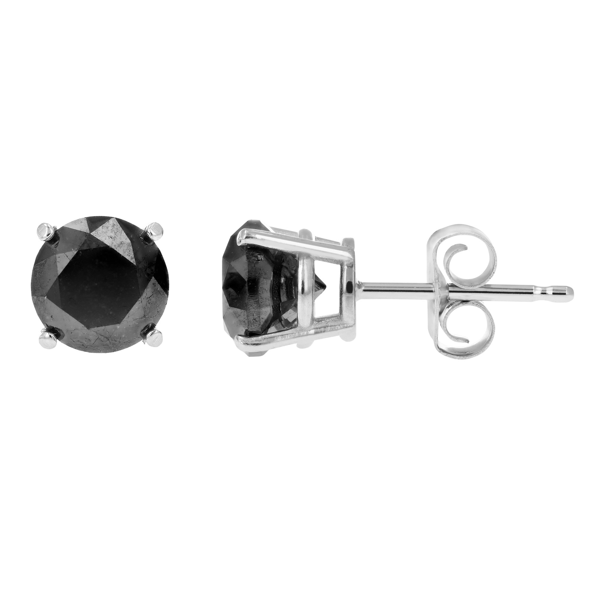 14k White Gold Black Diamond Stud Earrings (2cttw)