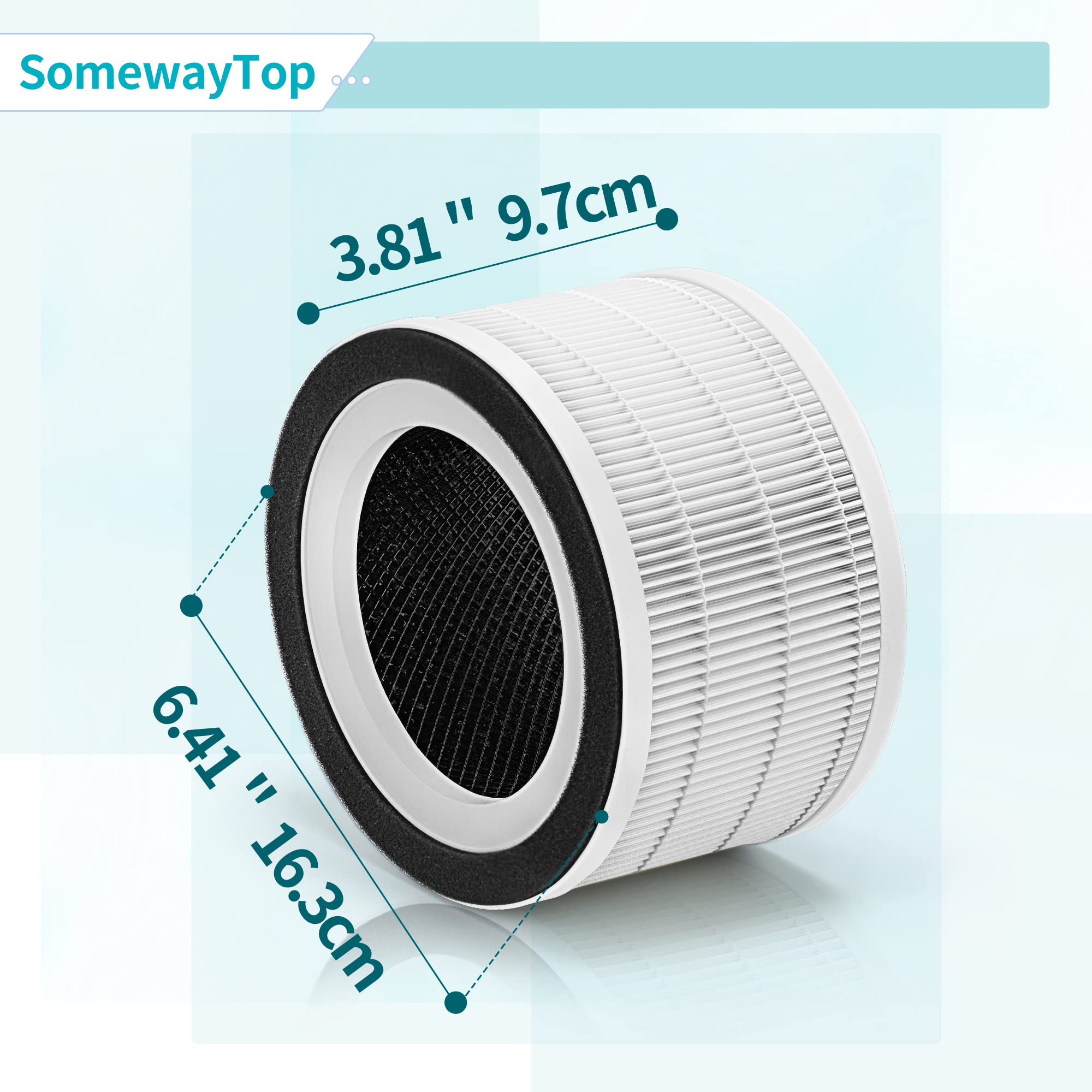 2-Pack Fillo Air Purifier Filter Replacement Compatible with A-floia Air Purifier Halo/Allo Match ASIN: B088FHCS83/B07JG1R2GB/B09M799DT4/B07WR2CT7V, 3-IN-1 Filtration Air Cleaner