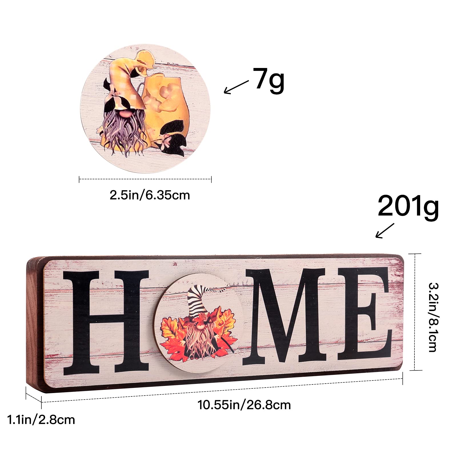 Baisnuo Home Gnome Signs Decor, interchangeable sign with 12 Pieces Holiday Wooden Table Top Shelf Decor for Front Porch Wall Outside Garden Indoor seasonal decorations