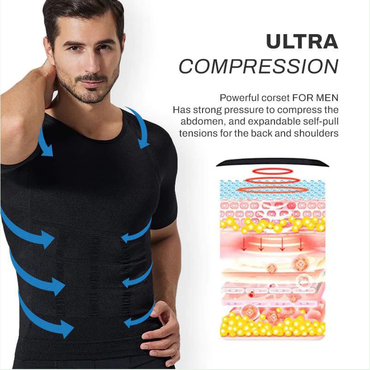 2023 New SlimBody Gynecomastia Compression Top,Mens Slimming Chest Compression Shirt Body Shaper (3 Color,L)