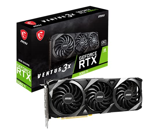 MSI GeForce RTX 3060 Ti Ventus 3X 8G OC LHR Gaming Graphics Card - 8GB GDDR6, 1695MHz, PCI Express Gen 4, 256-bit, 3X DP v 1.4a, HDMI 2.1 (Supports 4K)