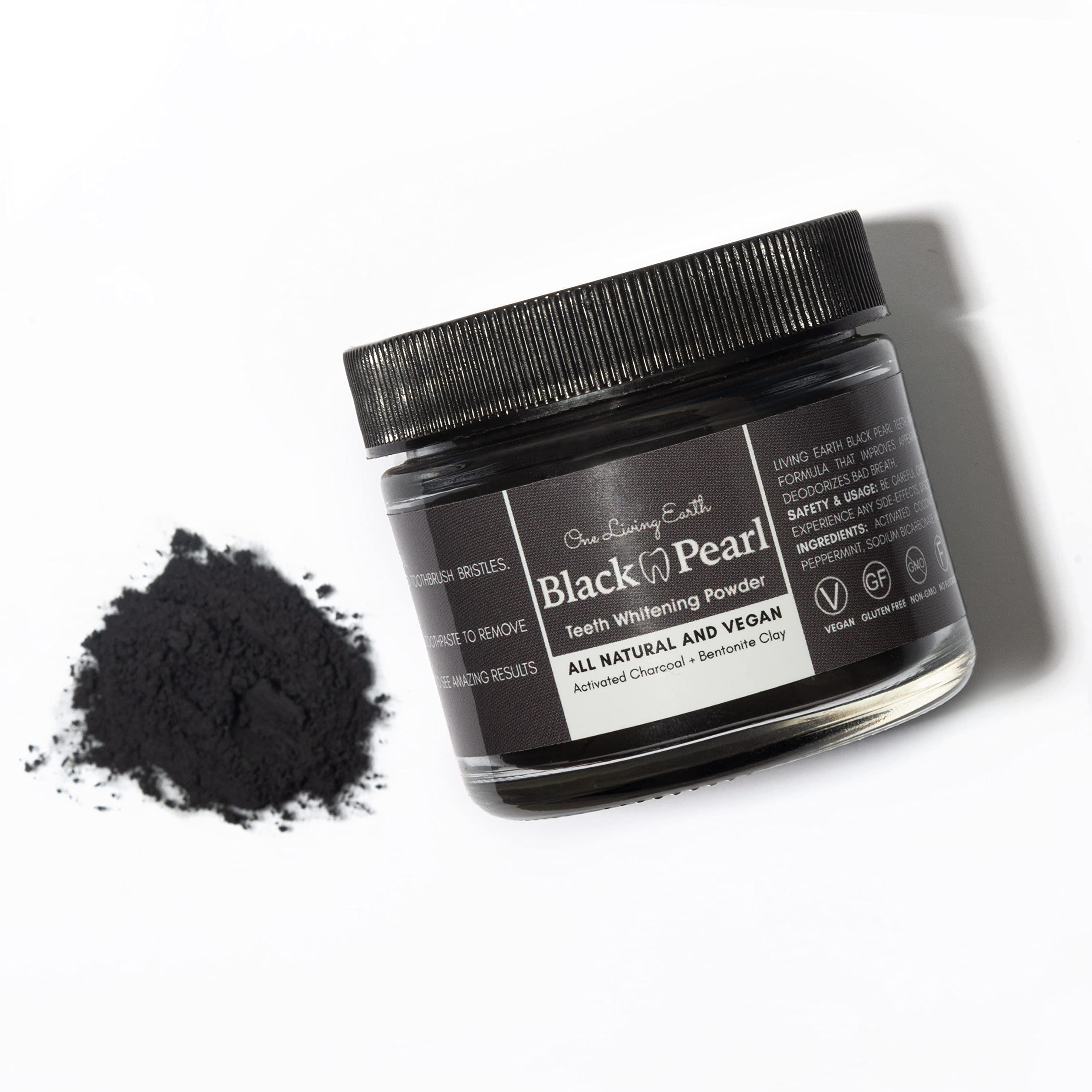 Activated Charcoal Powder with Bamboo Toothbrush for Teeth Whitening | Made in USA | Teeth Stain Remover | Safe for Gums & Enamel | Natural Toothpaste with Vegan Coconut Charcoal & Bentonite Clay