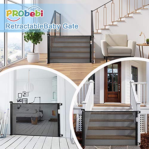 Retractable Baby Gate Extra Wide,PRObebi Mesh Safety Gate for Babies and Pets 34" Tall Extends up to 71" Wide, Retractable Mesh Gate for Stairs/Doorways/Indoor/Outdoor/Hallways