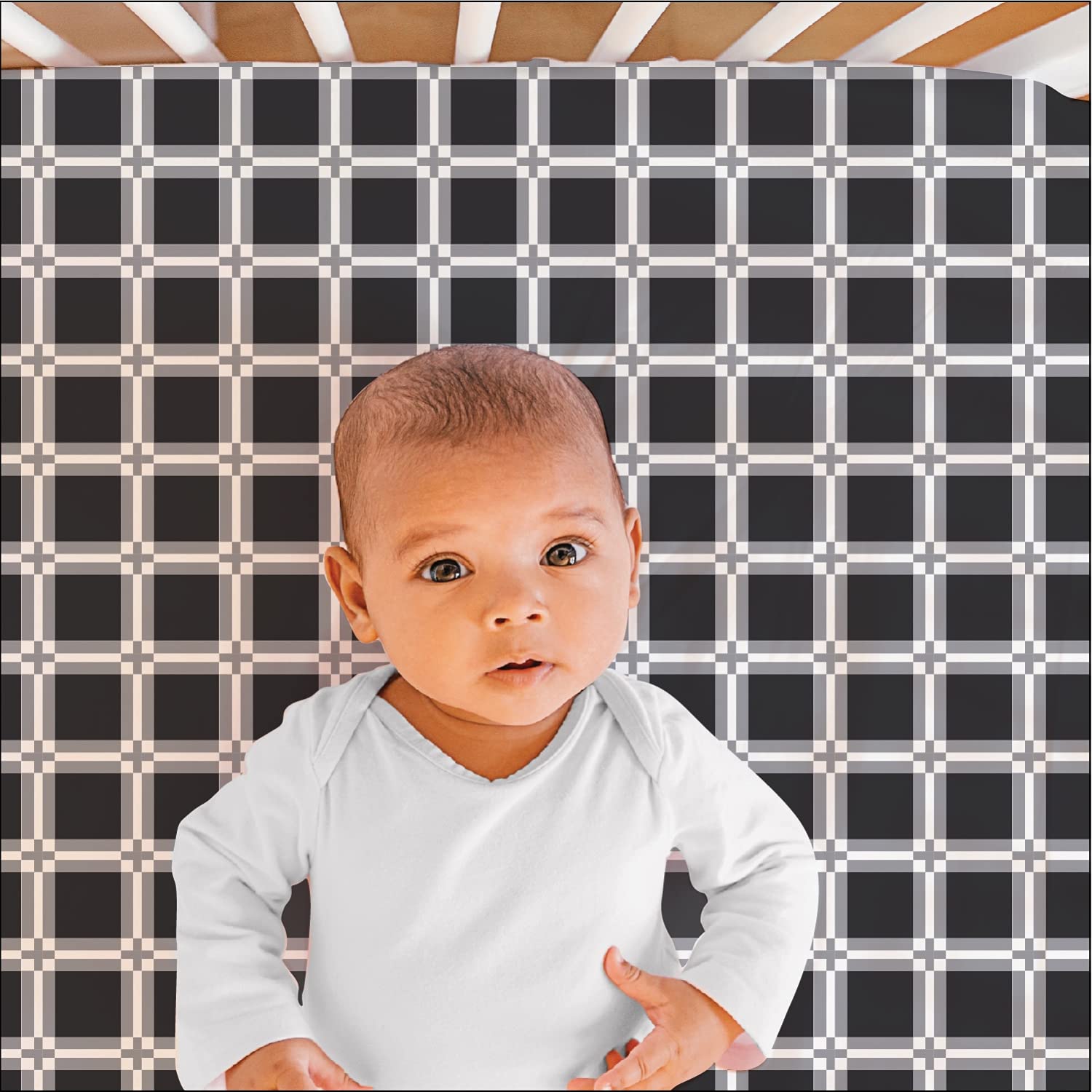 The Peanutshell Motorcycle Fitted Crib Sheet Set | Unisex 4 Pack | Motorcycle & Black Plaid