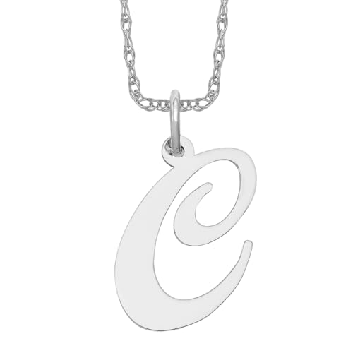 14K White Gold Large Dainty Letter C Initial Name Monogram Necklace Charm Pendant Only