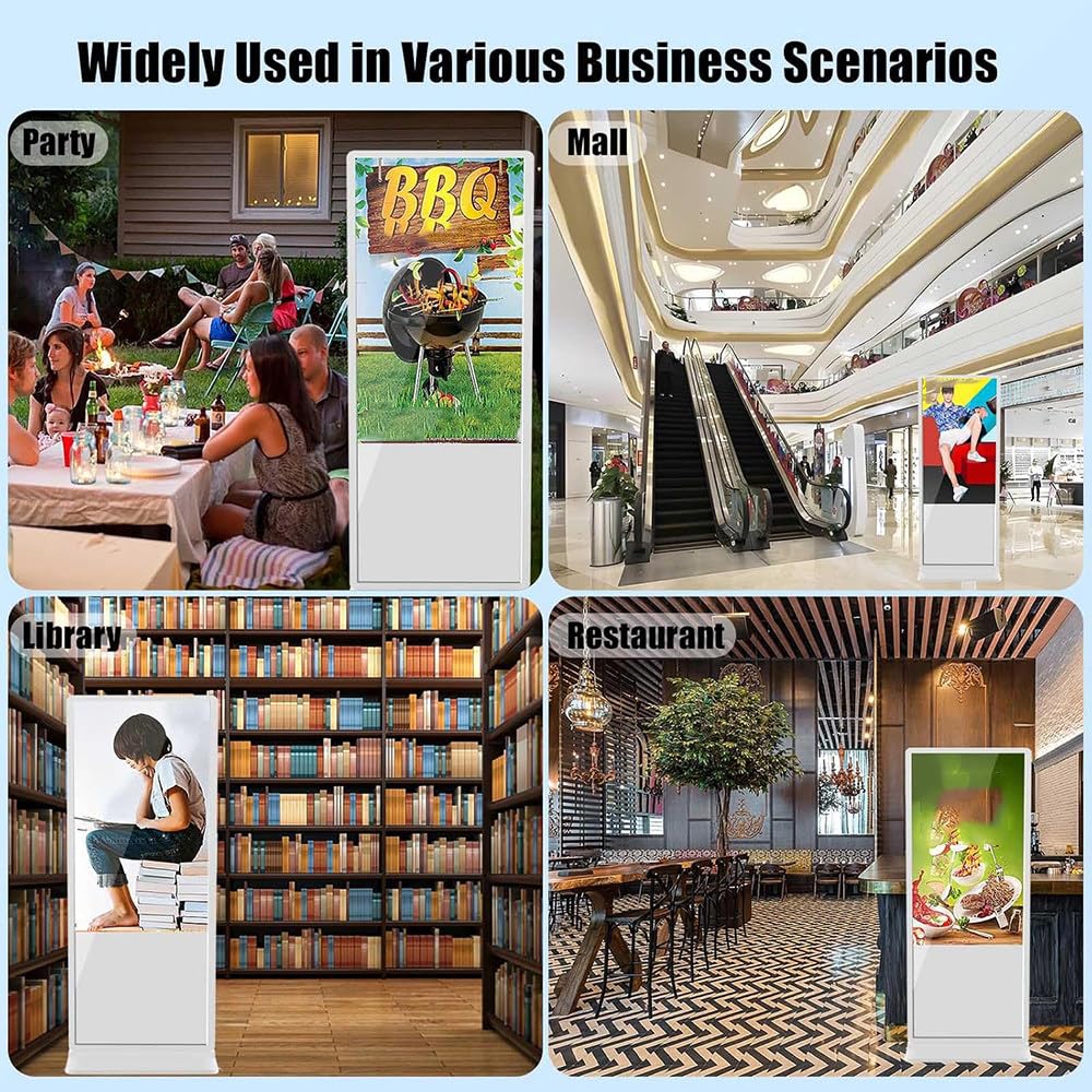 43-Inch Vertical Advertising Screen, 1GB+16GB, Floor-Standing Led Signage, 1920 * 1080P, Commercial Advertising Display, Digital Signage With Automatic Media Player,55inches