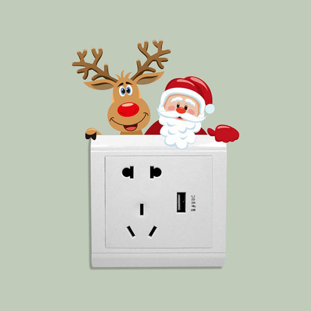 ABOOFAN Christmas Light Switch Sticker Removable Wall Decal for Christmas Home Party Decoration 4Pcs