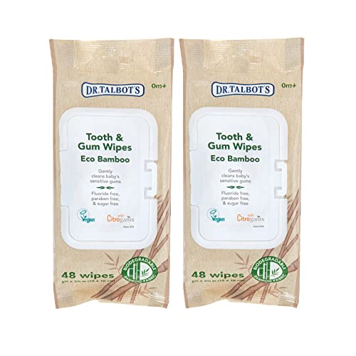 Dr. Talbot's Eco Bamboo Baby Tooth and Gum Wipes Naturally Inspired With Citroganix, 2-pack, 96 count