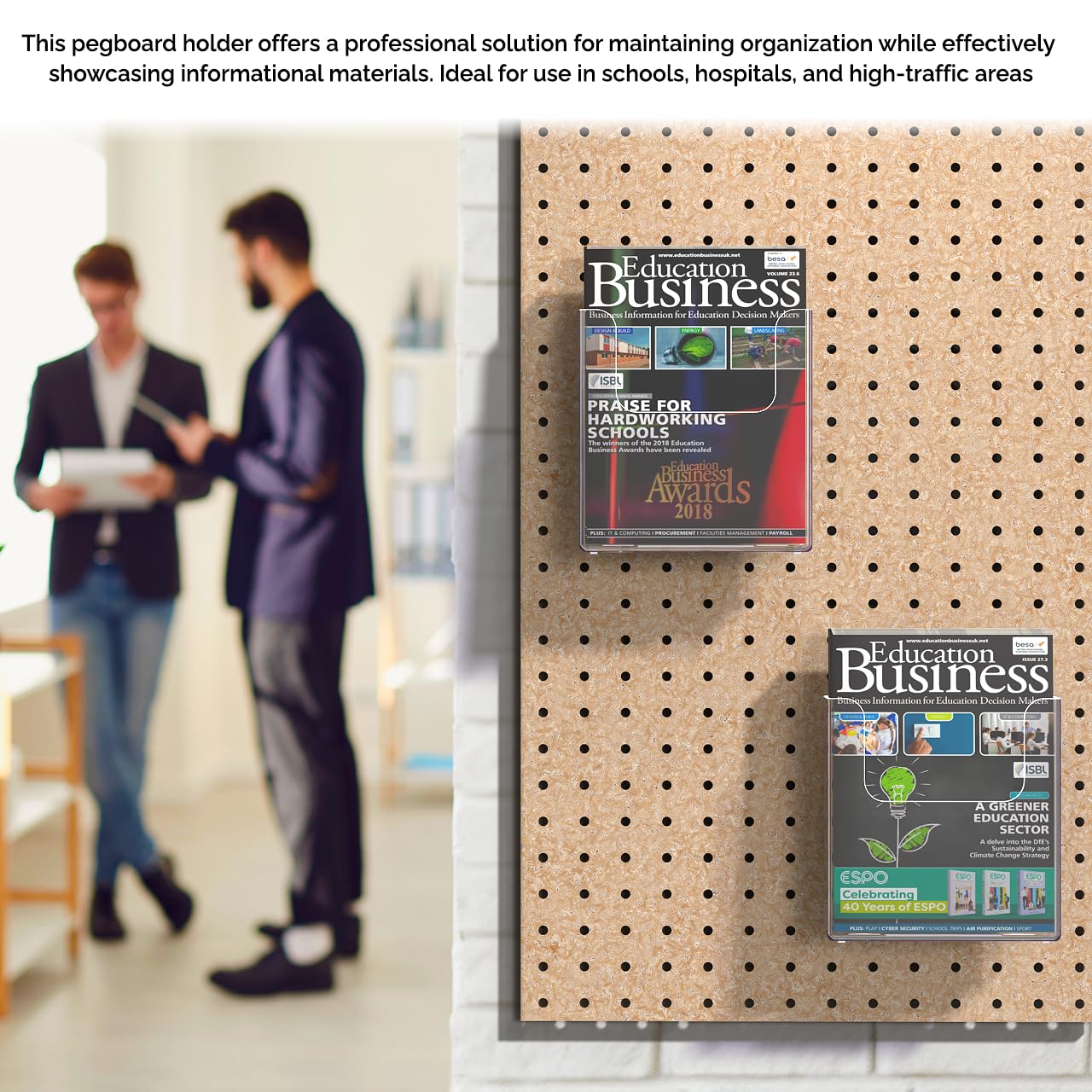 Marketing Holders 12 Pack Peg Board 6.5" W Brochure Holder Pamphlet Display Catalog Booklet Maps Literature Printed Material Menu Clear Acrylic