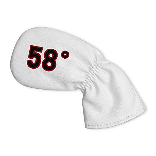 1pc 58° 58 Degree White Golf Club Wedge Headcovers Head Cover w/Large Black and Red No. on Both Sides for Right and Left Hand Golfer