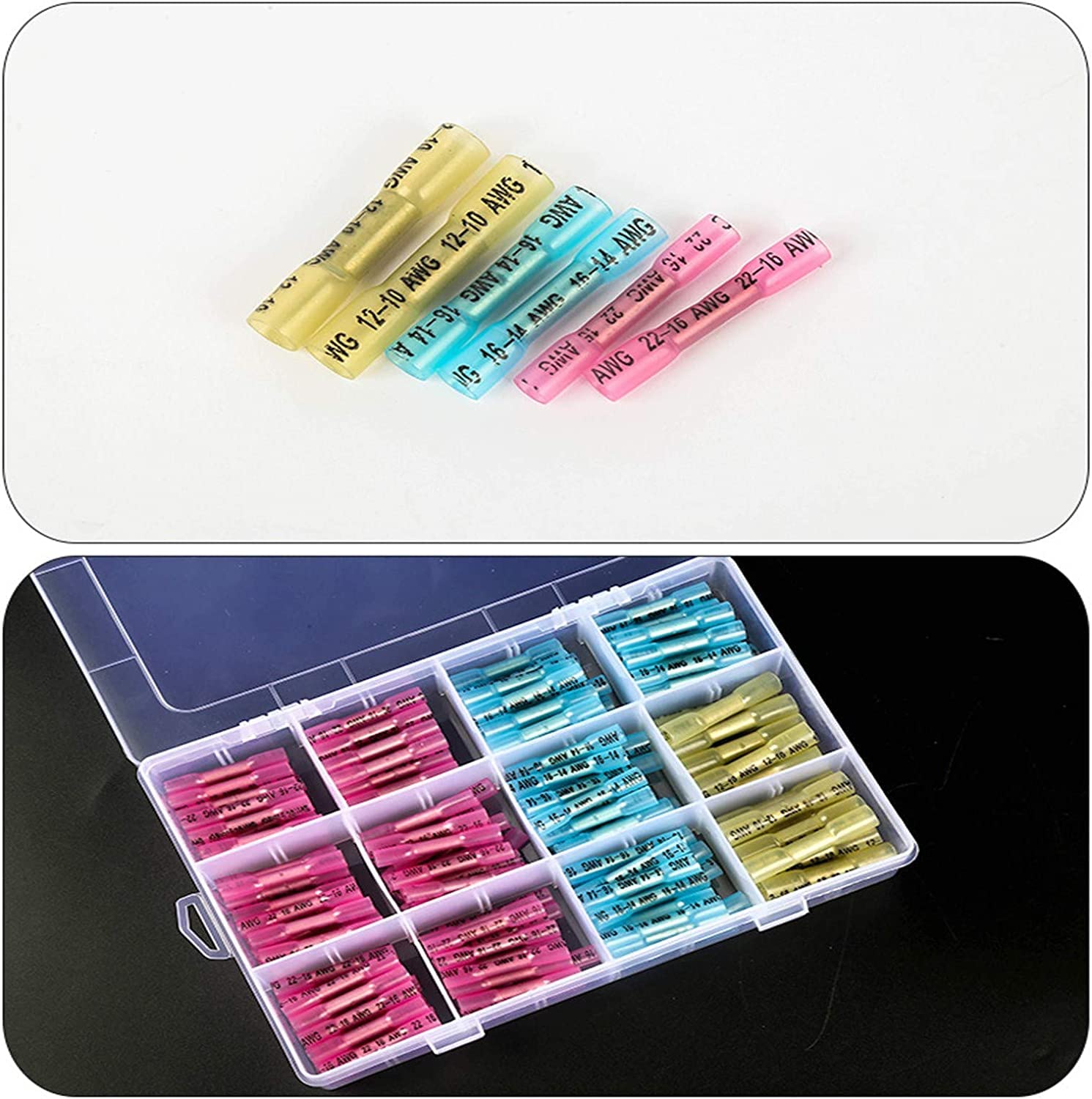 200PCS Connectors Waterproof Marine Insulated Kit Electrical Butt Shrink Heat HDMI Cable HDMI (Colour, One Size)