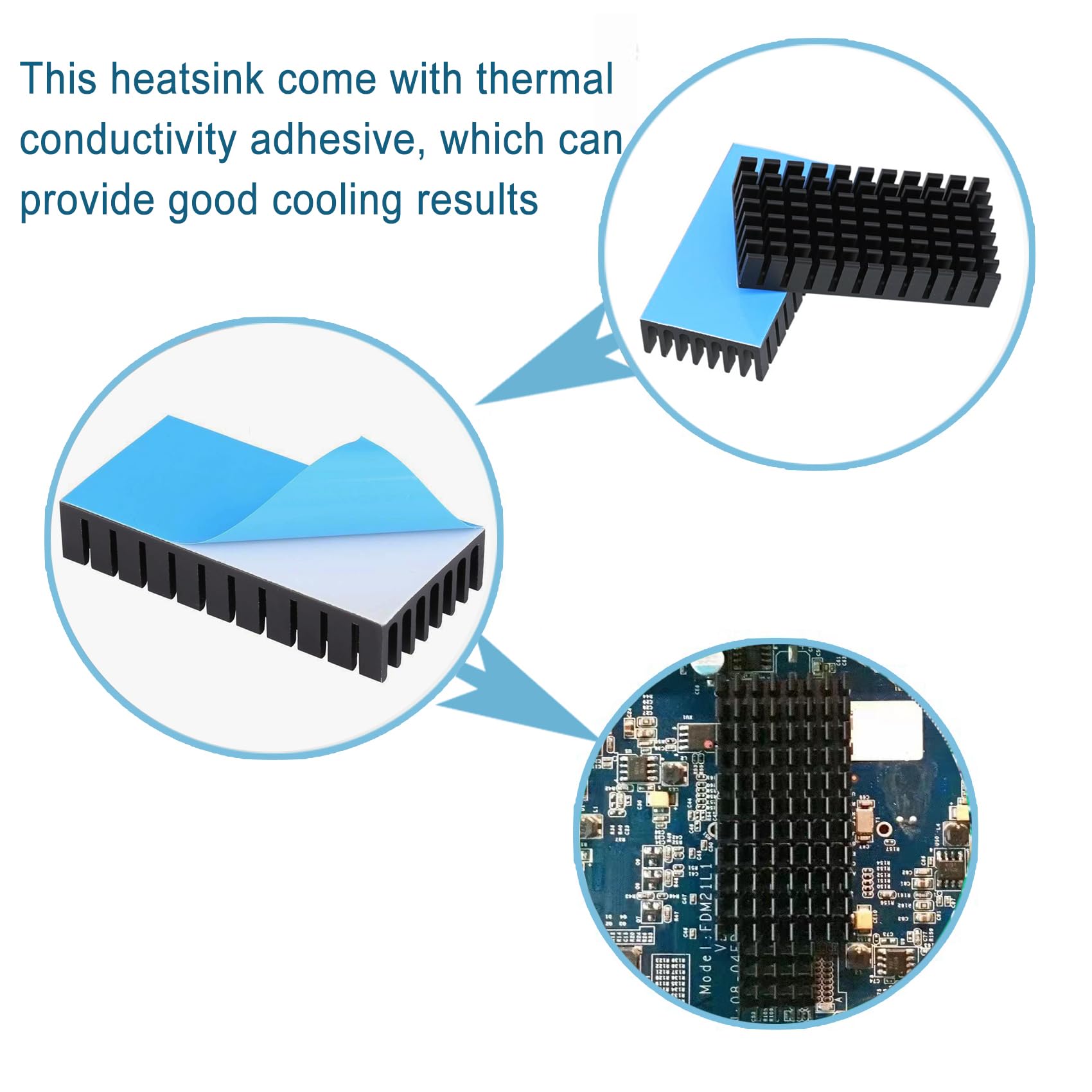 Awxlumv 2Pcs 25mm Heatsink 50x25x10mm/ 2 x 1x 0.4 inch with Thermal Conductive Tape, Cooler Aluminum Heat Sink for Cooling DIY Electronics USB WiFi Router Mini-SATA PCB Device (50mmx25mmx10mm)