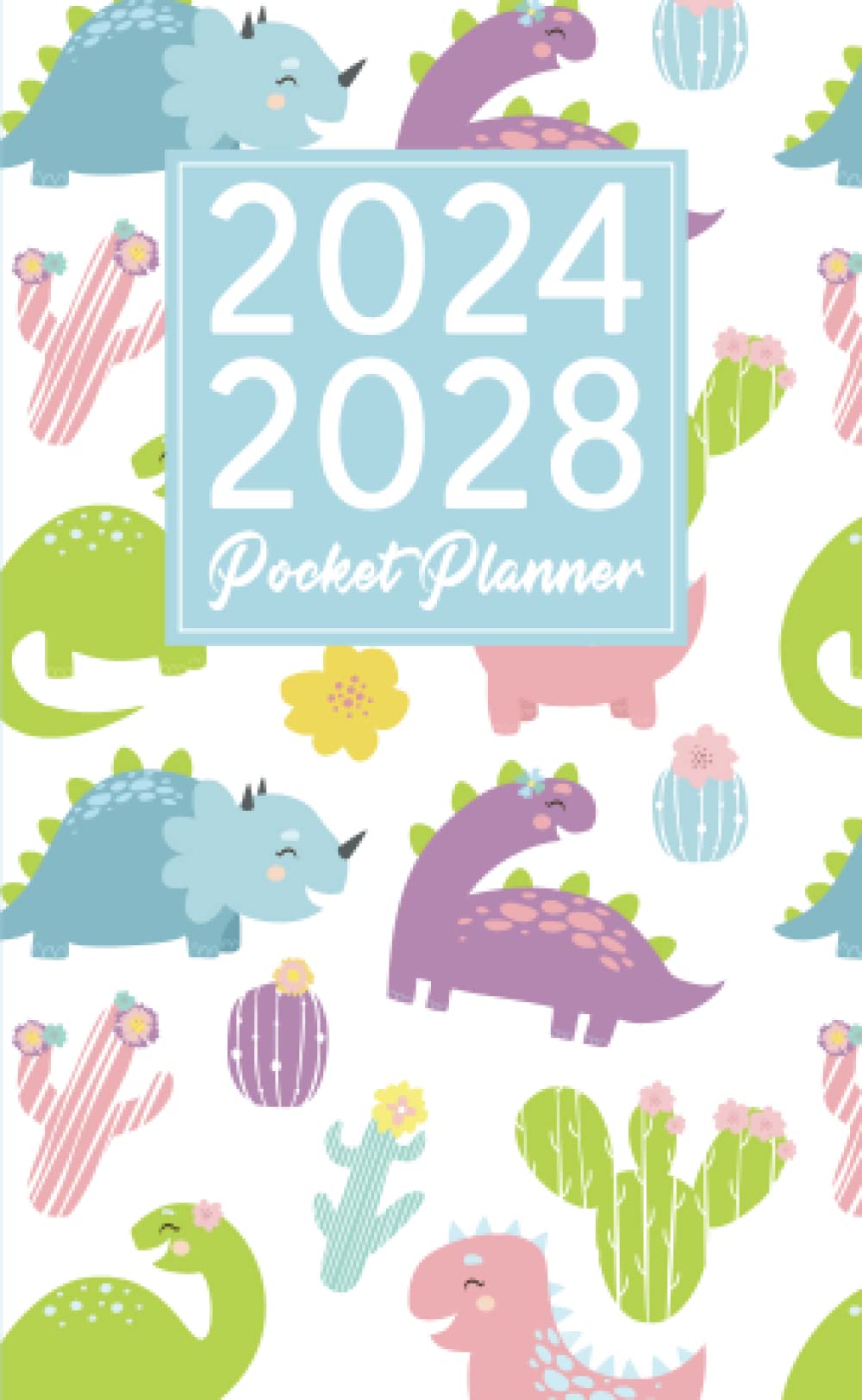 2024-2028 pocket planner: 5 year Pocket Calendar January 2024 to December 2028 | Dino Pattern