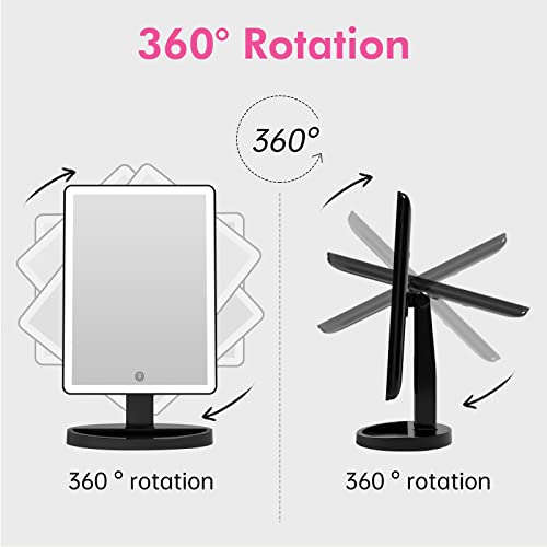COSMIRROR Large Lighted Makeup Mirror, 14.5in x 9in, 88 LED Lights, 10X Magnification, Touch Sensor Dimming, 360 Rotation Tabletop Personal Beauty Light Up Mirror
