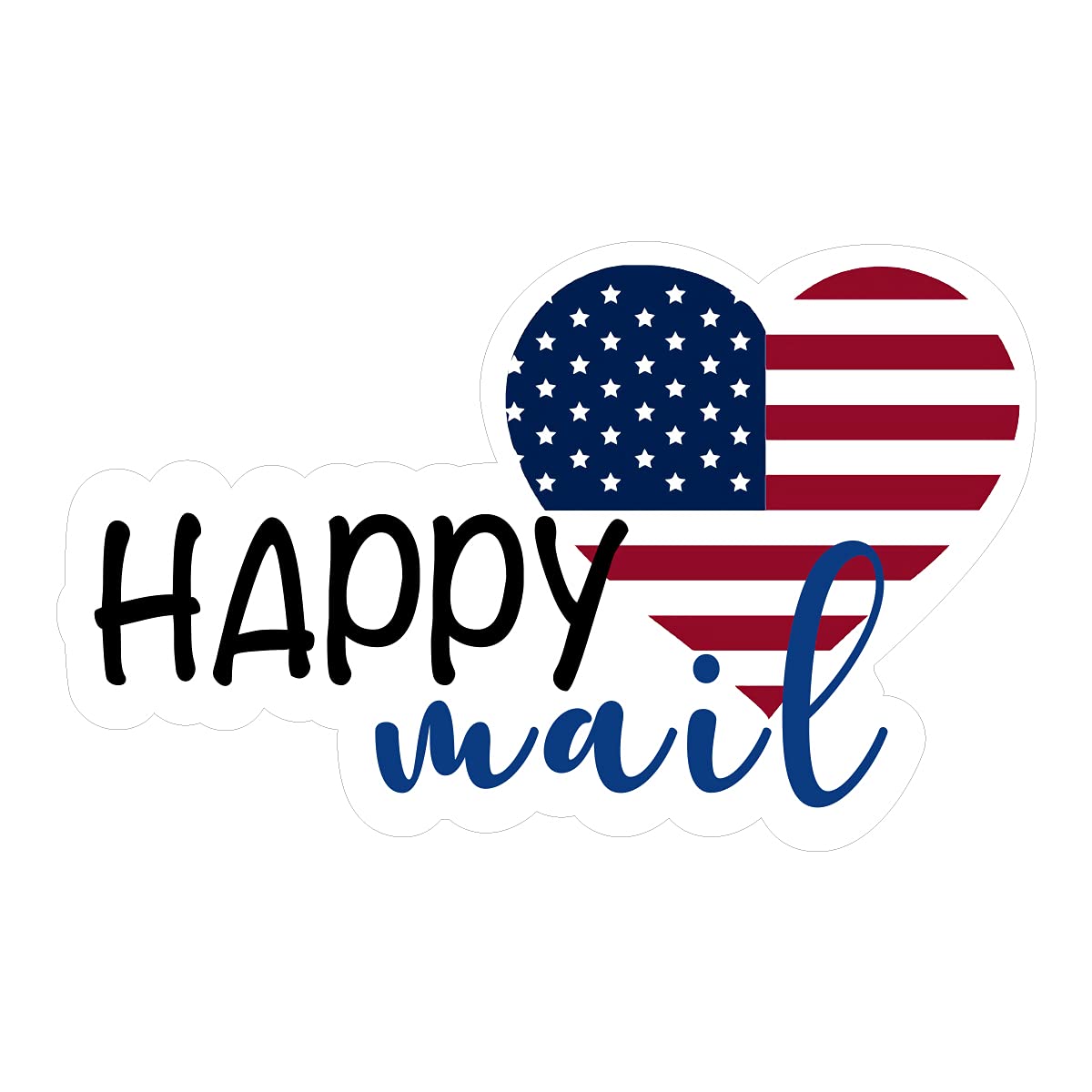 Littlefa 1.5” Happy Mail with America Flag Love Shaped Design Stickers,Thank You Stickers,Mail Stickers,Handmade Stickers,Small Business Stickers, Envelopes Stickers, Gift Bags Packaging 500 PCS