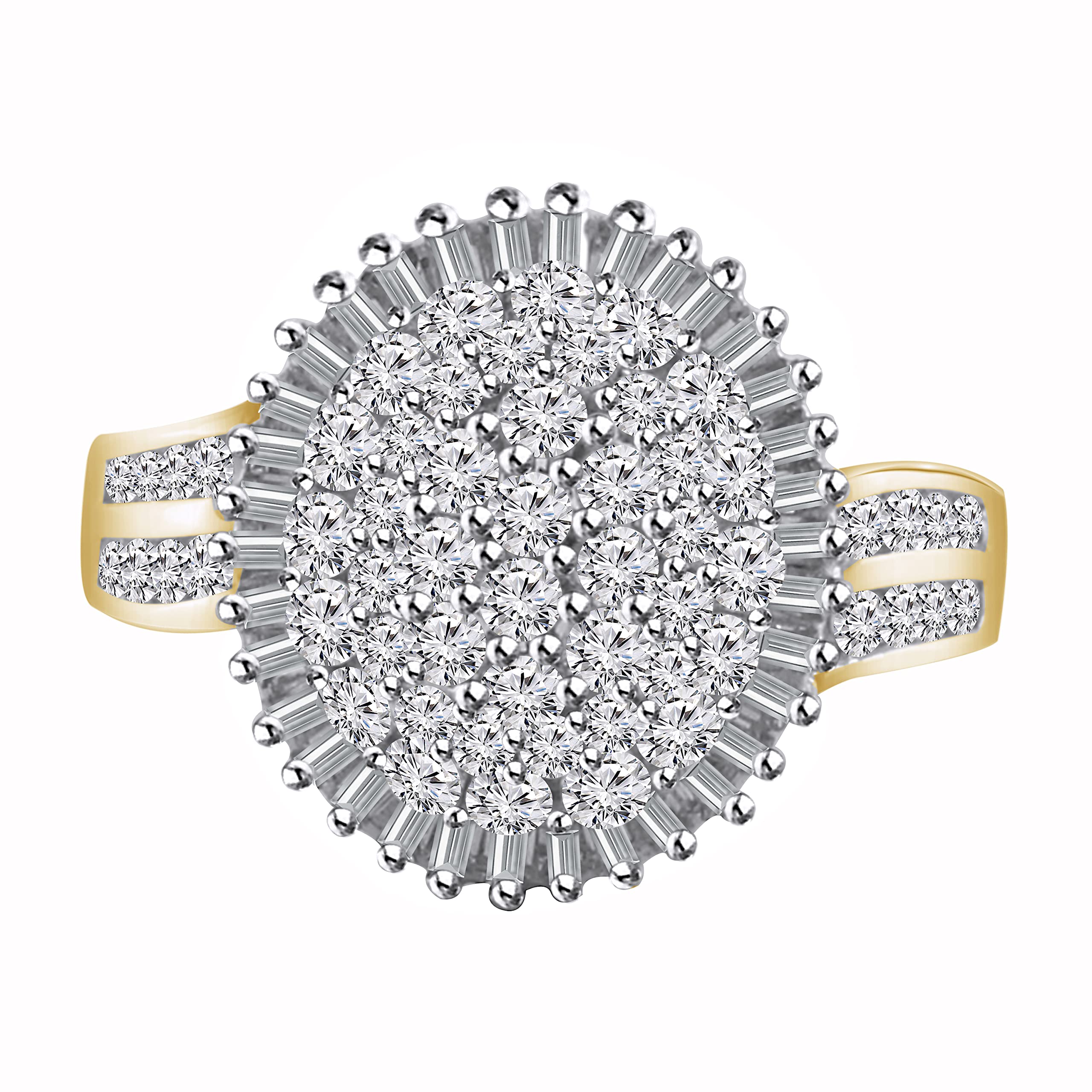 2.40 Ctw Round Cut Diamond 14k Yellow Gold Over Cluster Engagement Ring_US-11
