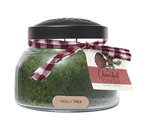 A Cheerful Giver - Holly Tree Mama Scented Glass Jar Candle (22oz) with Lid & True to Life Fragrance Made in USA