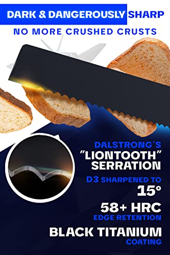 Dalstrong Serrated Bread Knife - 9 inch - Shadow Black Series - Black Titanium Nitride Coated - High Carbon - 7CR17MOV-X Vacuum Treated Steel - Bread Slicer Cutter - Slicing - Sheath - NSF Certified