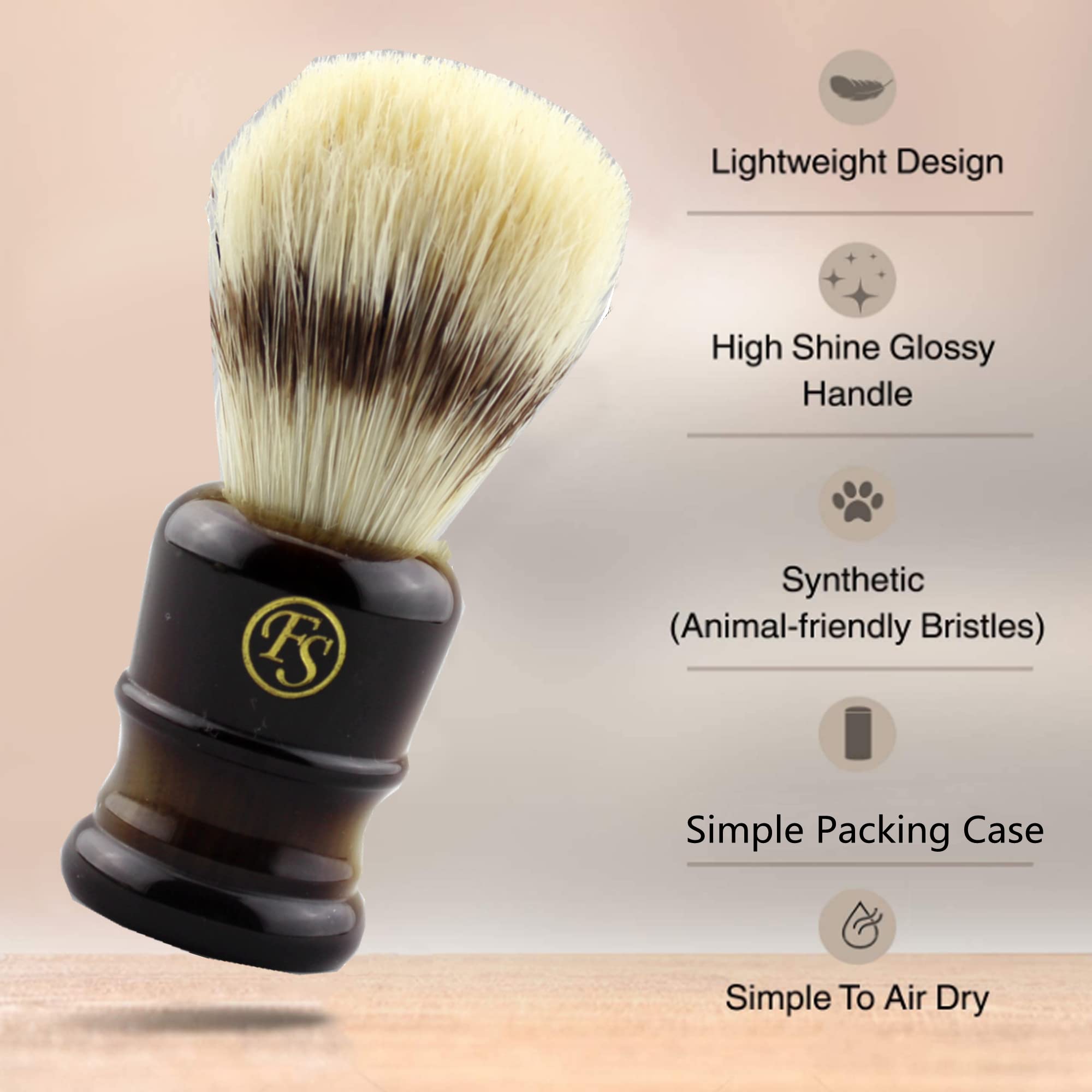 Frank FS shaving Synthetic Hair Shaving Brush for Men's Personal and Professional Shaving (Dark Horn)