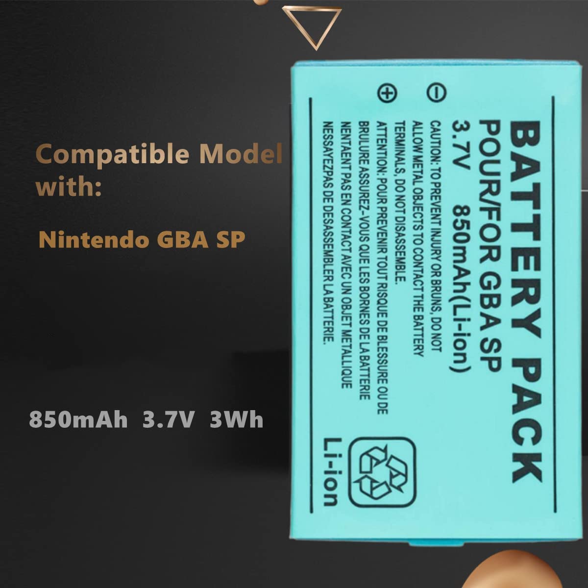 2 Pack 850 mAh Rechargeable Lithium-ion Battery , Gameboy Advance SP Battery Pack,Tool Pack With Screwdriver For Nintendo GBA SP