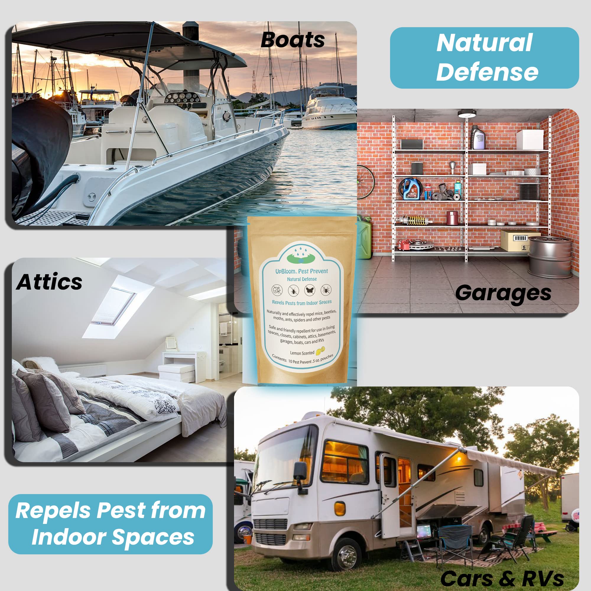 UpBloom | Pest Prevent All-Natural Pest Repellents β Home and Garage Defense from Mouse, Spider, Roaches, and Insects β 10 Pest Control and Repeller Pouches for Pest Defense and Insect Pest Control