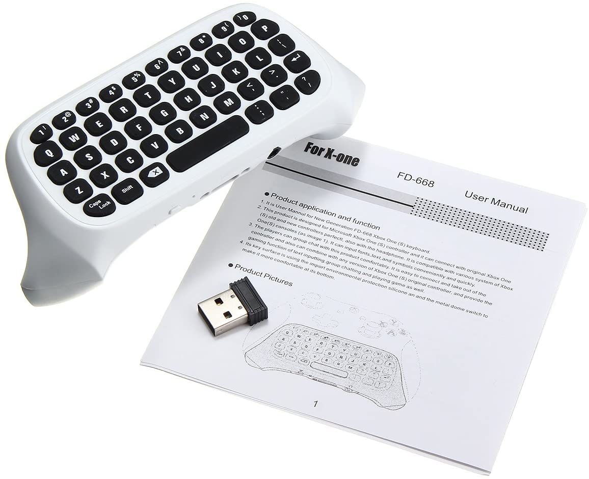 2.4G White Wireless Message Chatpad Keyboard KeyPad for Xbox One S Controller