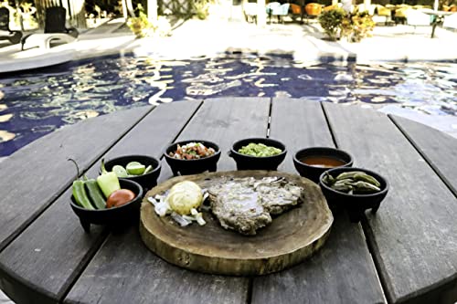 6 Pack Salsa Black Molcajete, Mexico Serving Dish, Chips, Sauce Cup, Side Dish, Snack, Dip, Nuts Candy for Taco Fiesta, Perfect for Parties, Events, or Any Use! (Black, 6 Pack)