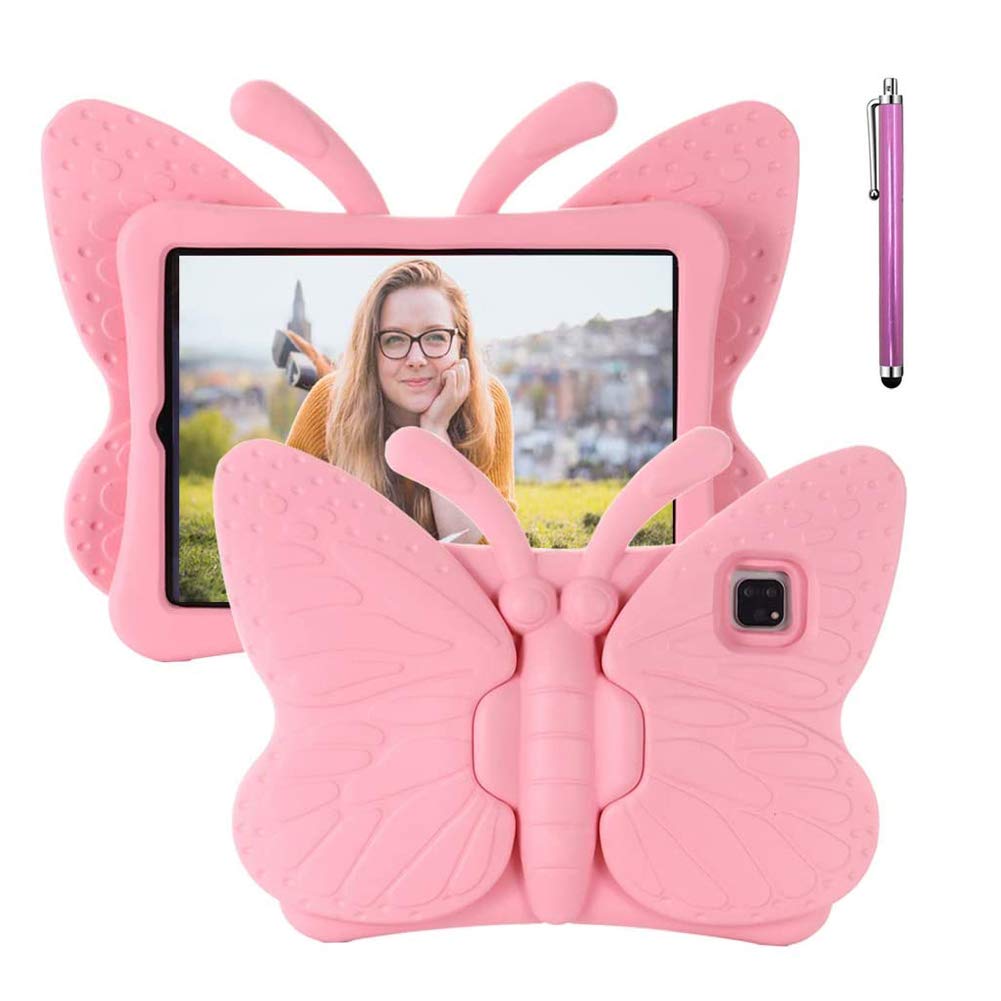 iPad Pro 11 Kids Case, iPad Pro 11 inch 2020 Case for Kids, Light Weight Shockproof EVA Foam Protective Tablet Cover Stand Case for iPad 11" 2nd Generation - Cute Butterfly (Rose Red)