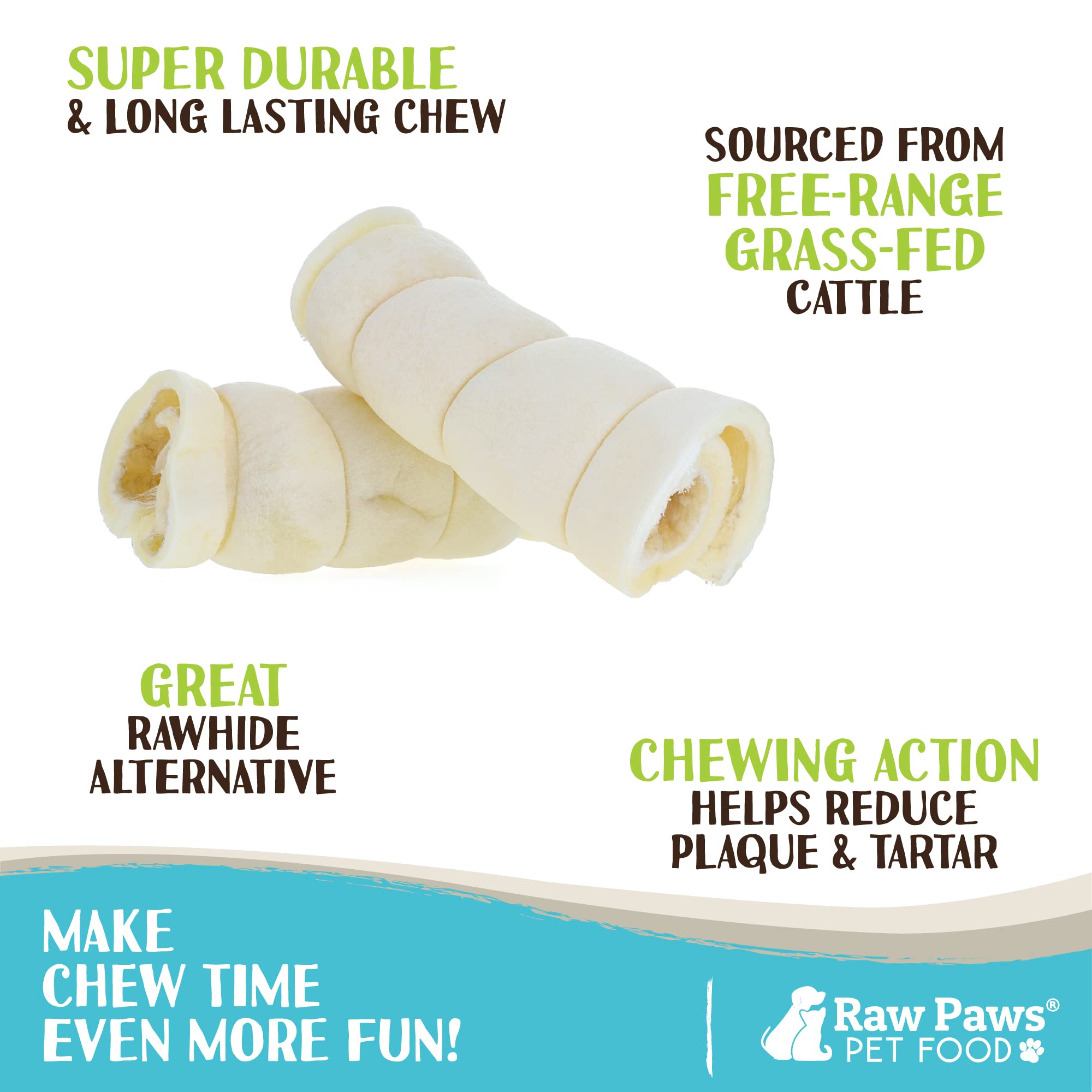 Raw Paws Beef Cheek Rolls for Dogs - 6 inch, 4-ct - Packed in USA - Rawhide Alternative Dog Chews - Free-Range Cow Cheek Rolls for Dogs - Retriever Rolls for Small Dogs to Large Dogs - Dog Beef Cheeks