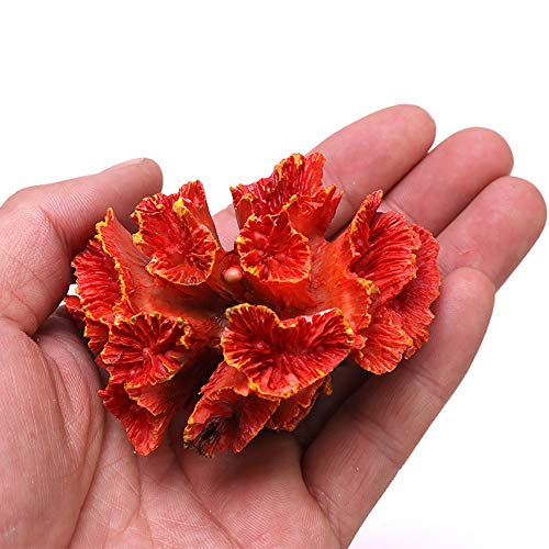Danmu 1Pc of Polyresin Coral Ornament, Aquarium Coral Decor 3 1/10" x 2 1/3" x 1 9/10" for Fish Tank Aquarium Decoration
