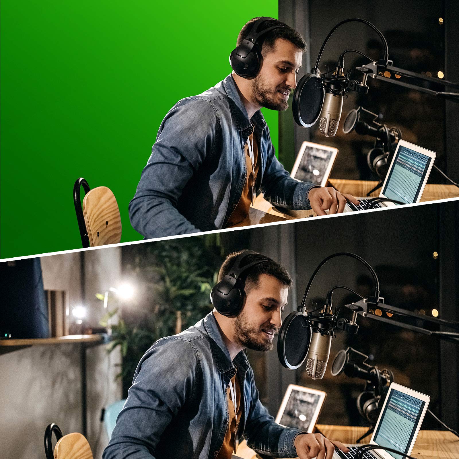 excelimage Pull-Down Green Screen Backdrop, 79βx75β Auto-Locking Chroma Key Panel with Wrinkle-Resistant Green Fabric for YouTube Videos, Music Videos, Photography, TIK Tok, or Gaming (White)