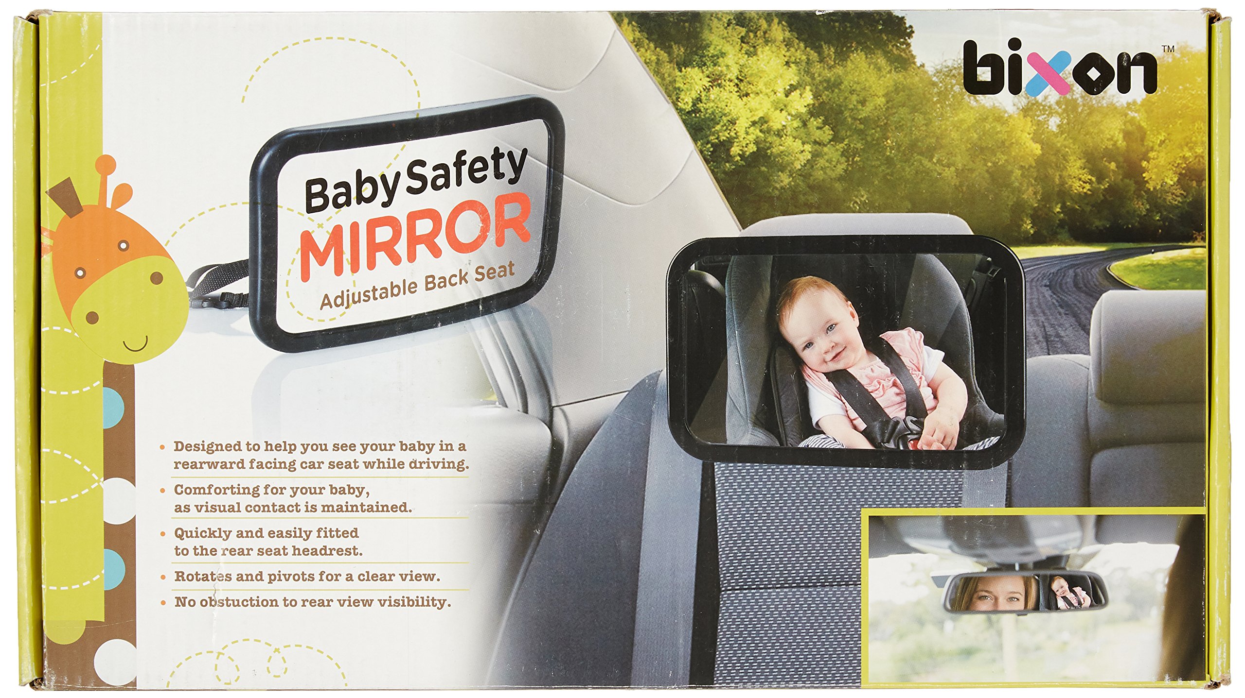BiXon Safety Shatterproof Back-Seat Wide Convex Mirror for Infants, Easy Fitting to Keep Baby in Sight, Clearer View with Allowed Rotation, Silver
