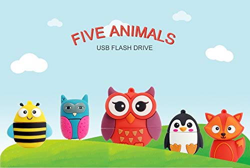16GB USB Flash Drive Pack of 5 Pcs, BorlterClamp Thumb Drive with Cute Animal Pattern, Gift for Students and Children