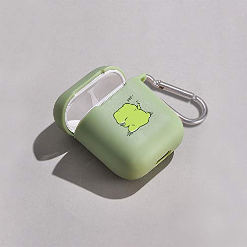 MAYCARI Cute Frog Case for AirPods 2&1 with Keychain,(Green) Animals Design Protective Soft TPU Cover Compatible with Apple AirPods Charging Case for Girls&Boys