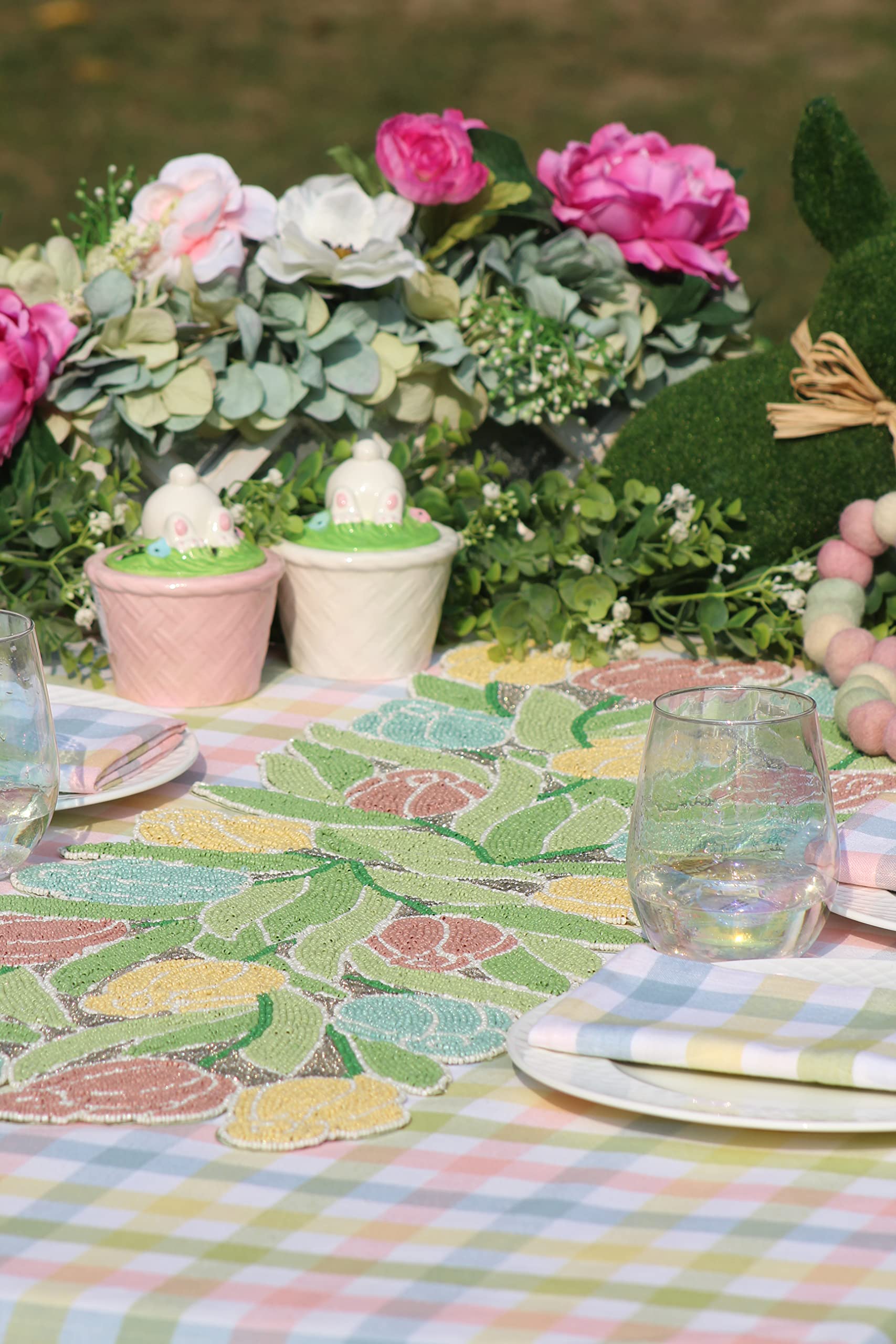 COTTON CRAFT Countryside Classic Gingham Buffalo Check Plaid Tablecloth - Premium Cotton - Spring Easter Bunny Luncheon Dinner - Table Cover - 60 inch x 84 inch - Yellow Multi