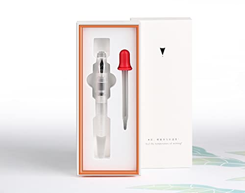 C2 Fountain Pen Fine Nib, Eyedropper Filling, Clear Transparent Acrylic, Large-Capacity Gift Set (Clear Color Only)