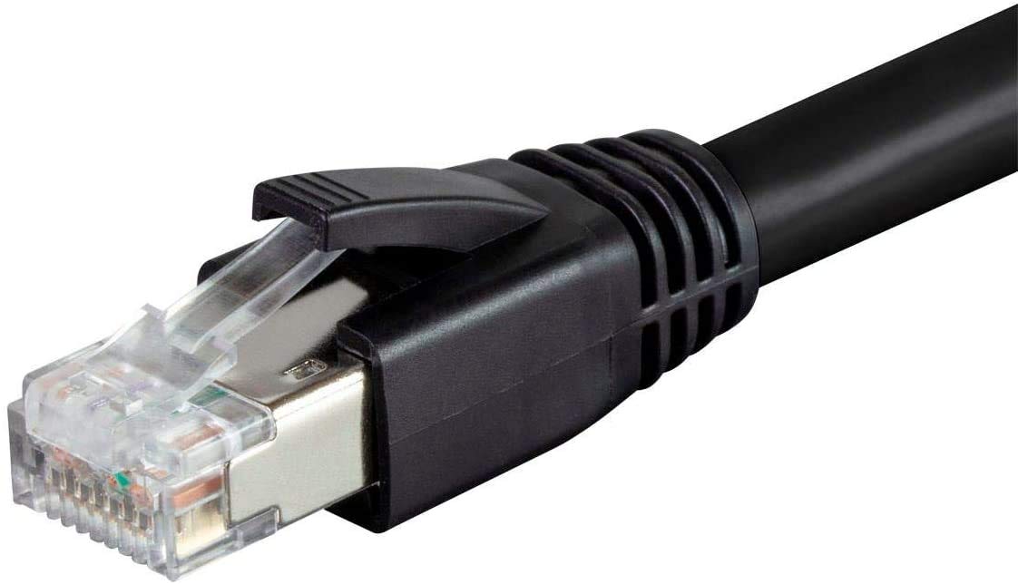 Nippon Labs Cat8 RJ45 0.5FT Ethernet Patch Internet Network LAN Cable, Indoor/Outdoor, 24AWG Shielded Latest 40Gbps 2000Mhz, Weatherproof S/FTP for Router, PS4, PS5, Xbox, PoE, Switch, Modem (Black)