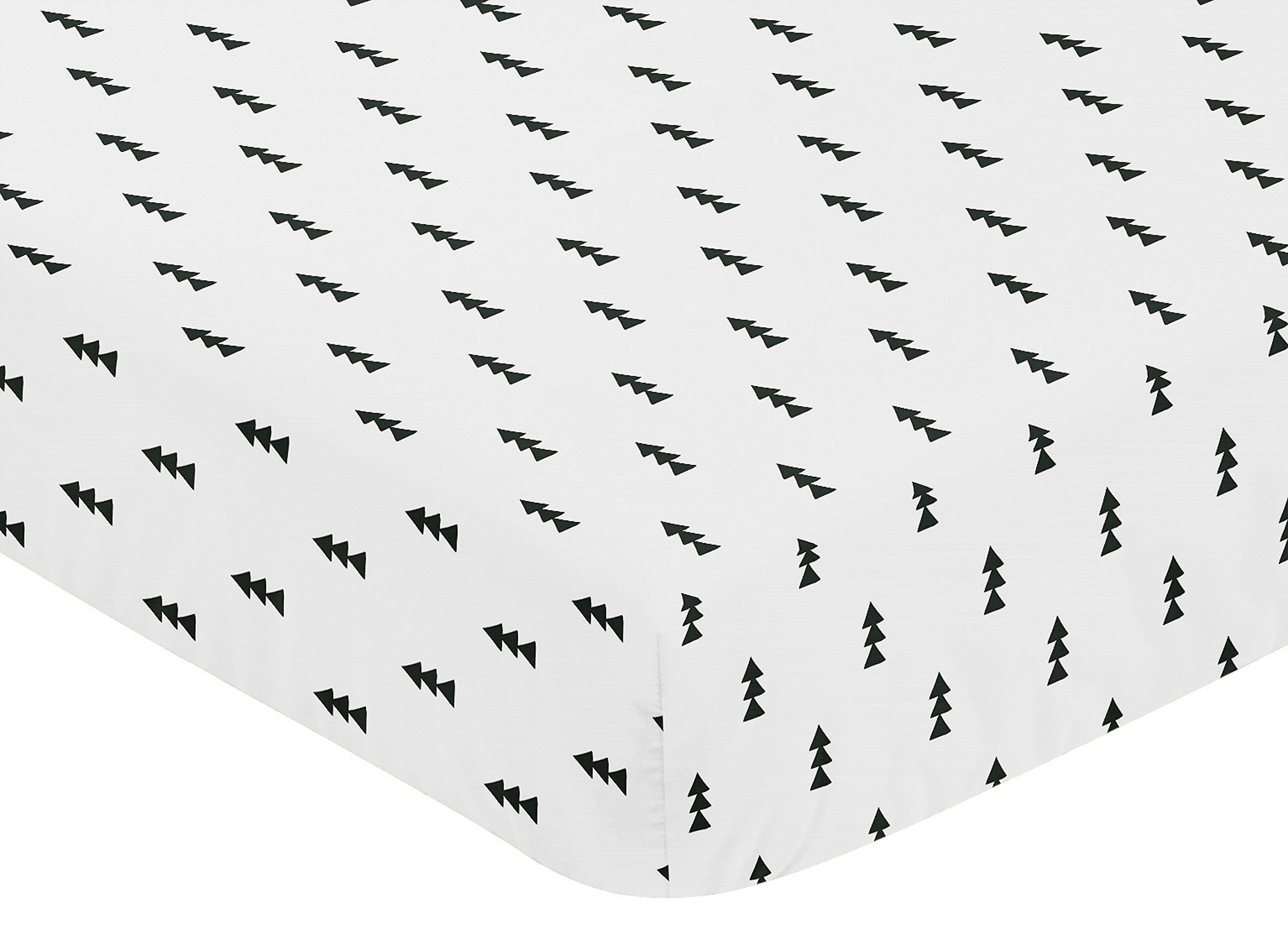 Black and White Triangle Tree Baby or Toddler Fitted Crib Sheet for Bear Mountain Watercolor Collection by Sweet Jojo Designs