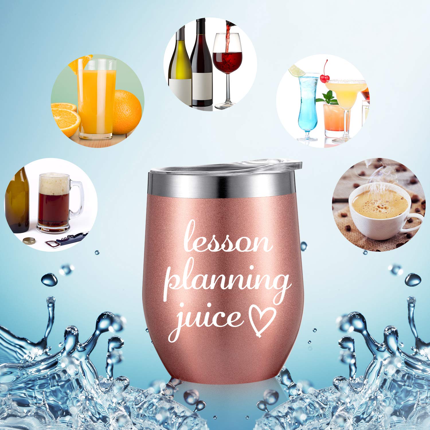 2 Pack Funny Teacher Gift Sippy Cup Lesson Planning Juice Personalized Christmas Thanksgiving Teacher Appreciation Gift for Professor Teaching Assistant, 12 oz Wine Tumbler