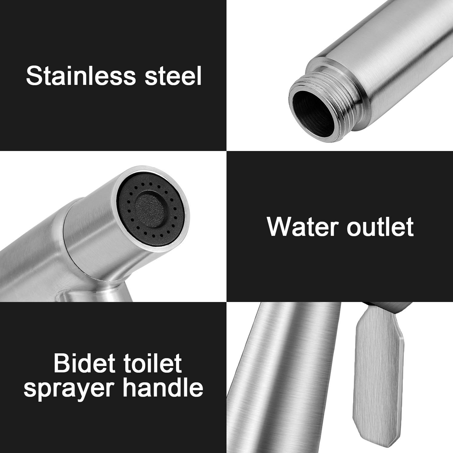 2 Pieces Bidet Toilet Sprayer Head Stainless Steel Handheld Bidet Sprayer Cloth Bathroom Diaper Sprayer for Kitchen and Toilet Cleaning