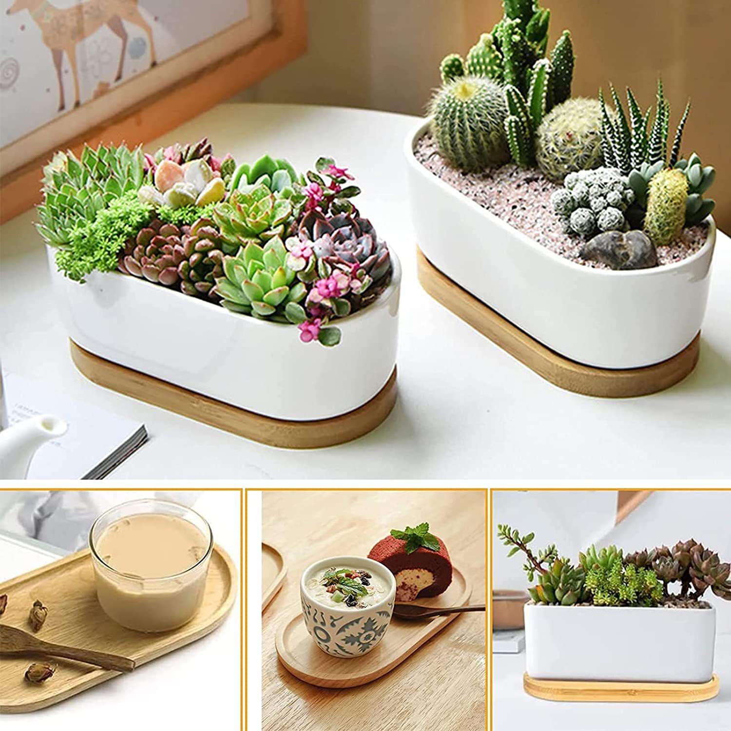 2PCS Small Wood Tray,Bamboo Tray,Wood Tray,Wood Bathroom Tray,Wooden soap Tray,Bathroom Counter Tray,Bamboo soap Dish,Kitchen soap Tray