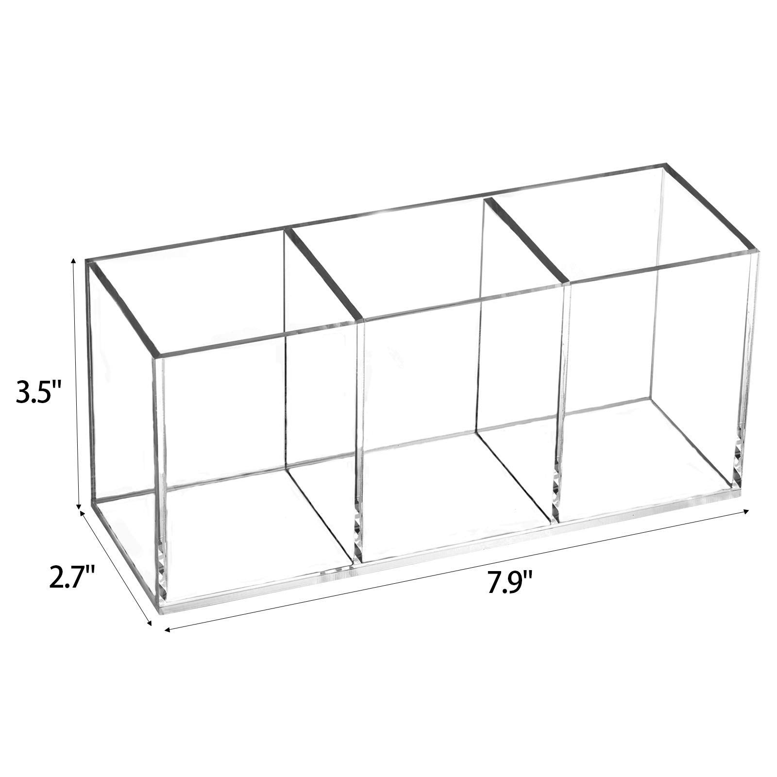Makeup Brush Holder Organizer Clear Cosmetic Brushes Container Storage 3 Slots - Great for Vanity