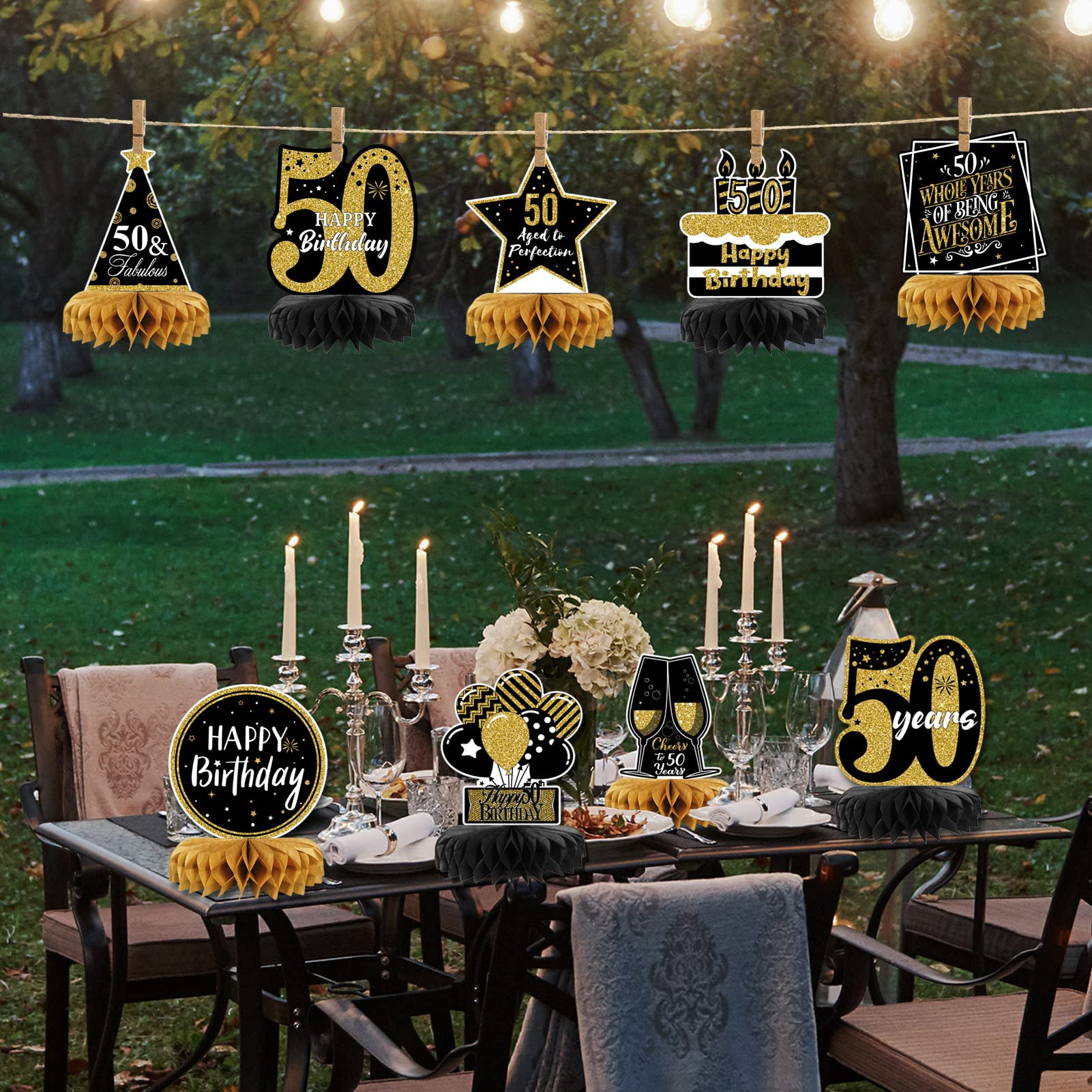 9 Pieces 50th Birthday Decorations 50th Birthday Centerpieces for Tables 50th Birthday Party Decorations for Men and Women (50th)