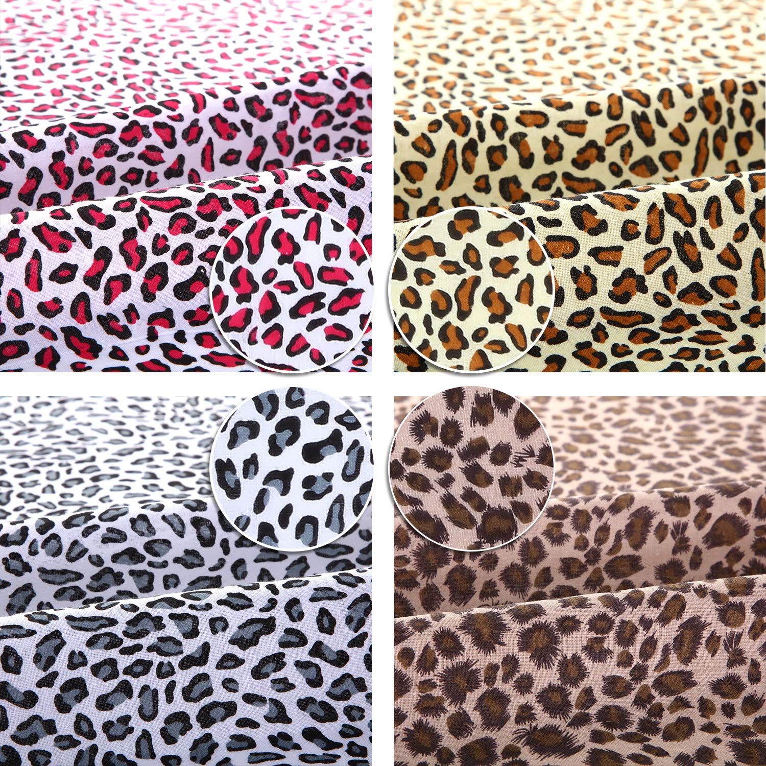 6 Pieces 19 x 19 Inch Leopard Print Fabric Animal Leopard Quilting Fabric Cotton Patchwork Squares Bundle Sewing Craft Fabric for Handmade Craft Making Supplies