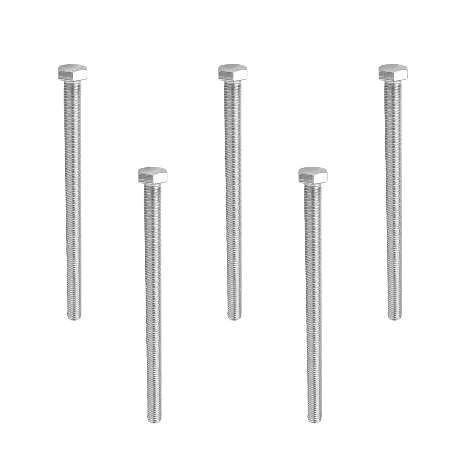 Yinpecly M8 Hex Bolt M8-1.25 x 130mm UNC Hex Head Screw Bolts 304 Stainless Steel Fully Threaded Hex Tap Bolts 5pcs