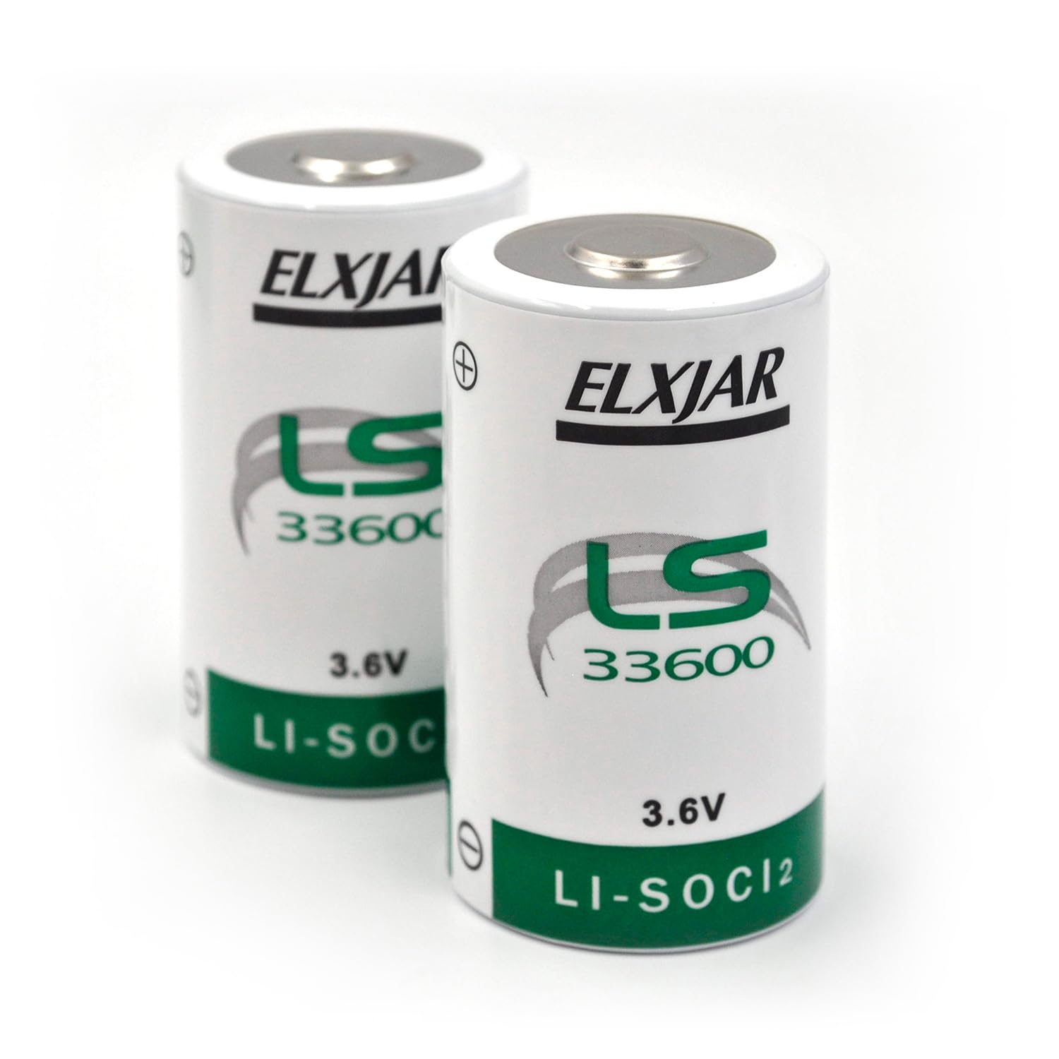 elxjar (2-Pack) 3.6V 19Ah LS33600 D Size Lithium Thionyl Chloride Battery, Replacement for SAFT LS33600, ER34615, Smart Munitions, Unattended Sensors, RFID Tracking
